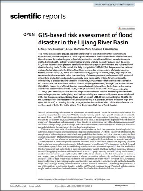 Gis Based Risk Assessment Of Flood Disaster In The Lijiang River Basin