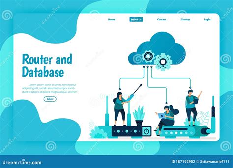 landing page template of router and database service wifi network and infrastructure for