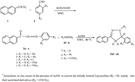 microwave assisted synthesis of some 3 5 arylated 2 pyrazolines