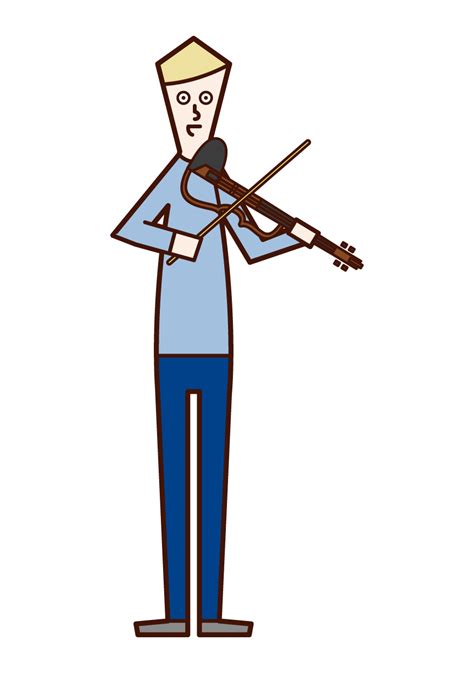 전기 바이올린을 연습하는 사람 남성 그림 무료 일러스트 소재집 Kukukeke
