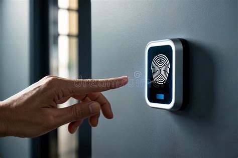 Hand Using Fingerprint Scanner For Secure Access Smart Home Technology Office Security Systems