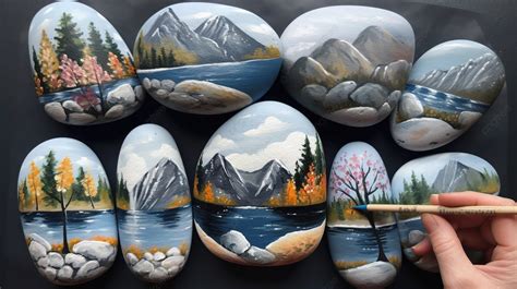 Fondo Un Artista Pinta Rocas Y Paisajes Fondo Cuadros Para Pintar En