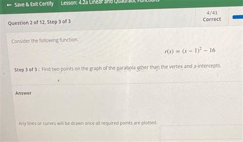 Solved Save And Exit Certify Lesson 42a Linear And Qua