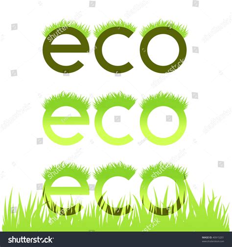 Grassy Ecological Emblem Isolated White Vector Stock Vector Royalty