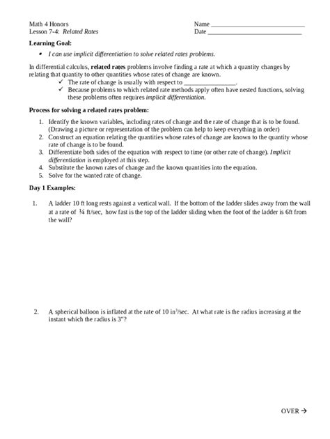 Using Implicit Differentiation To Solve Related Rates Doc Template Pdffiller