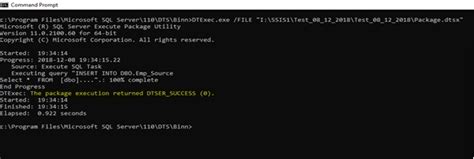 microsoft business intelligence dtexec command to execute the ssis package
