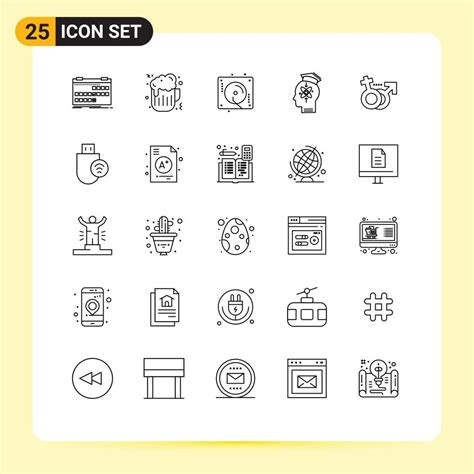 Set Of 25 Modern Ui Icons Symbols Signs For Gender Knowledge Birthday