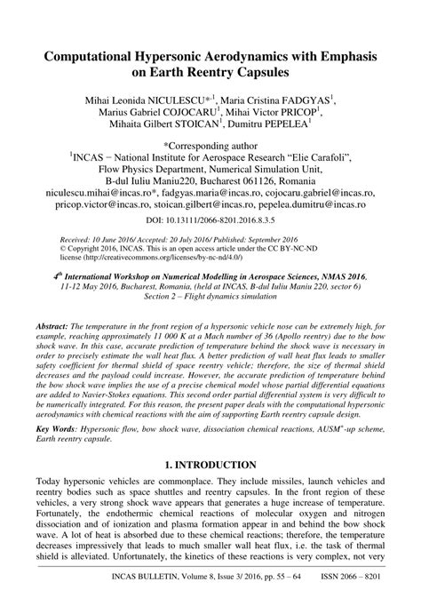 pdf computational hypersonic aerodynamics with emphasis on earth