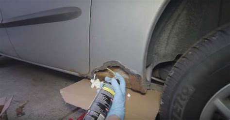 Temporary Fix Big Rust Holes On Your Car Without Welding Tire Burn