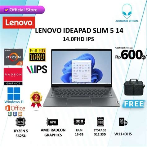 Promo Lenovo Ideapad Slim 5 14 Ryzen 5 5625u 16gb 512ssd Vega7 W11 Ohs 14fhd Diskon 33 Di