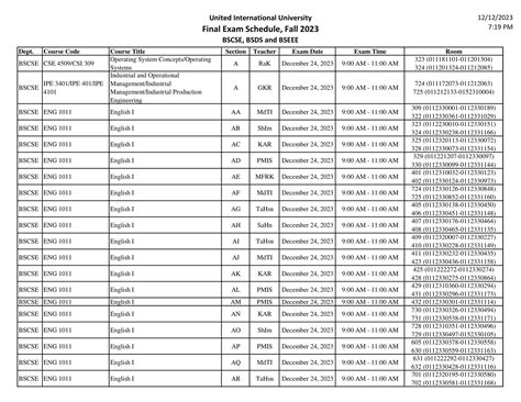 Times Uiu Final Exam Schedule Of Fall 2023 Trimester
