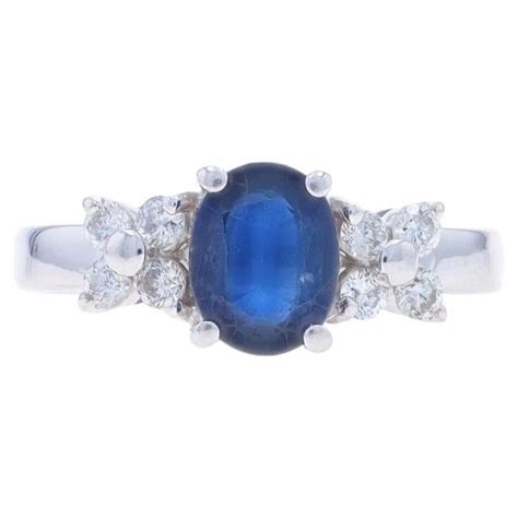 White Gold Sapphire And Diamond Ring 14k Oval 187ctw For Sale At 1stdibs