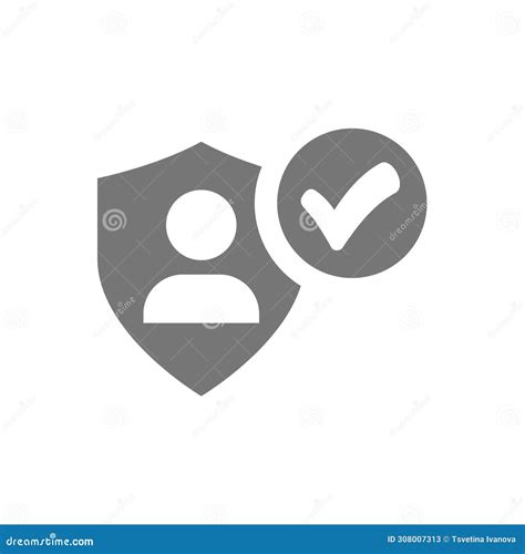 User Protection Profile With Shield And Checkmark Icon Stock Illustration Illustration Of