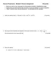 Honors Precalculus Module 5 Honors Assignment 1 Pdf Honors Precalculus Module 5 Honors