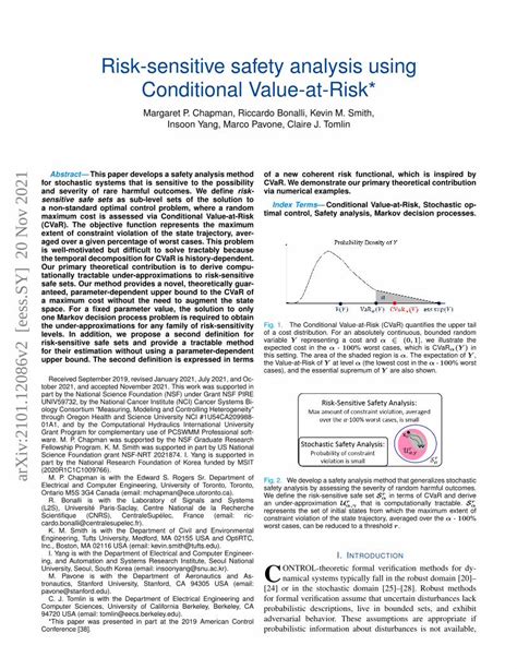 Pdf Risk Sensitive Safety Analysis Using Conditional Value At