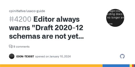 Editor Always Warns Draft 2020 12 Schemas Are Not Yet Fully Supported