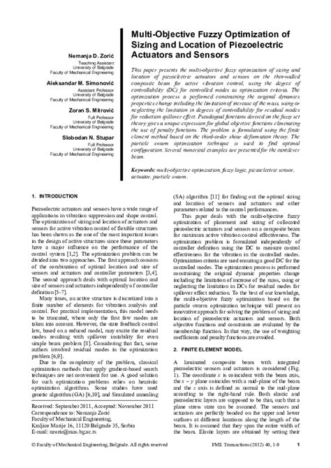 Pdf Multi Objective Fuzzy Optimization Of Sizing And Location Of