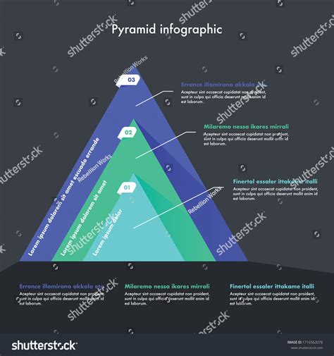 Colorful Hierarchy Pyramid Infographic 3 Colors Stock Vector Royalty