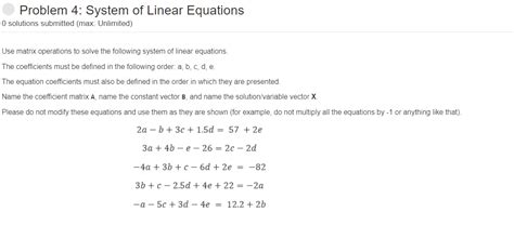 solved problem 4 system of linear equations o solutions