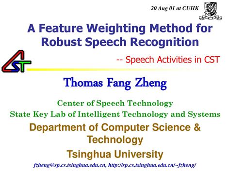 A Feature Weighting Method For Robust Speech Recognition Ppt Download
