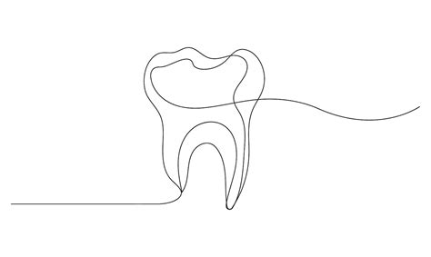 Vector Teeth Continuous Line Art Outline Drawing Logo For Dental Clinic