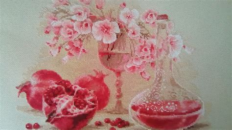 Вышивка. Мой розовый гранат от Риолис. Готовая работа. - YouTube