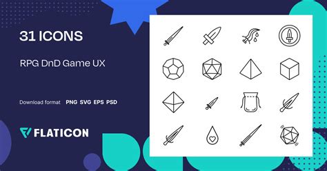 RPG DnD Game UX Icon Pack Black Outline 31 SVG Icons