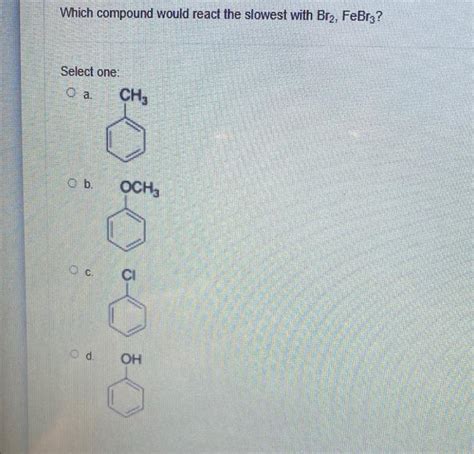 Solved Which Compound Would React The Slowest With Br₂