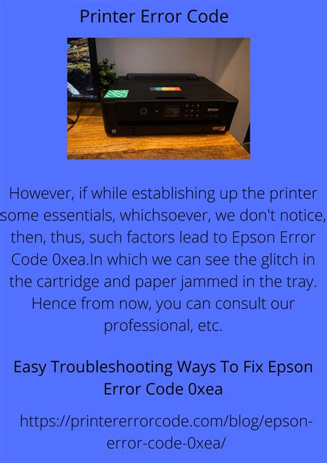 Easy Troubleshooting Ways To Fix Epson Error Code 0xea Printererror Medium