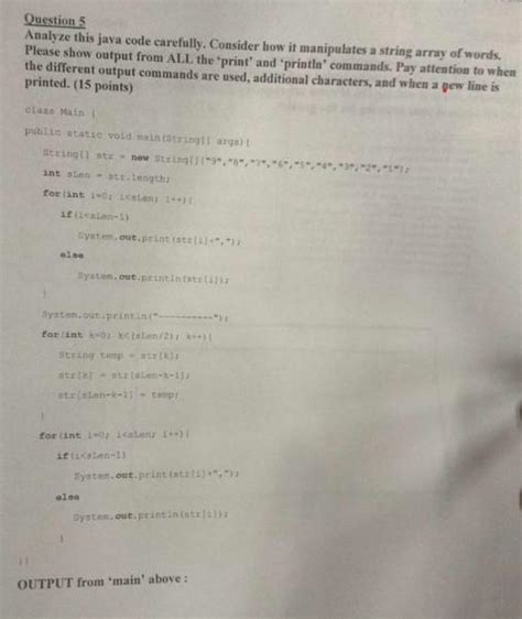 Solved Question 5 Analyze This Java Code Carefully Consider