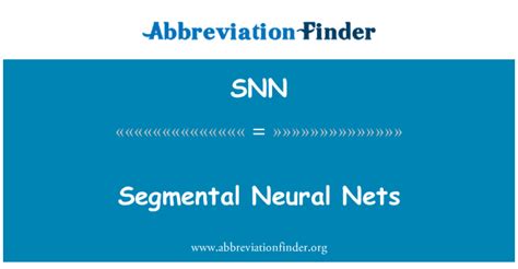 Snn Stands For Segmental Neural Nets Abbreviation Finder
