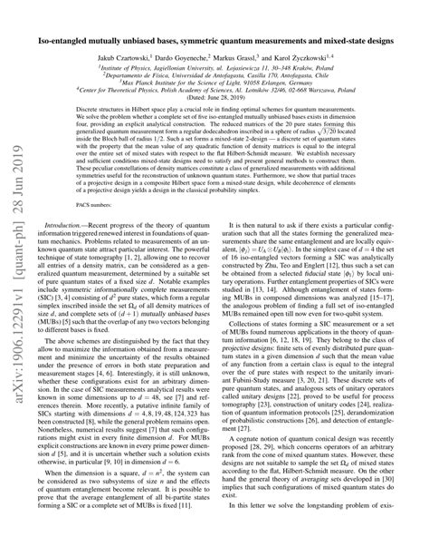 pdf iso entangled mutually unbiased bases symmetric quantum