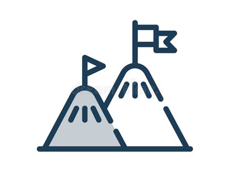 Achievement Flag Single Isolated Icon With Dash Or Dashed Line Style Stock Vector Illustration