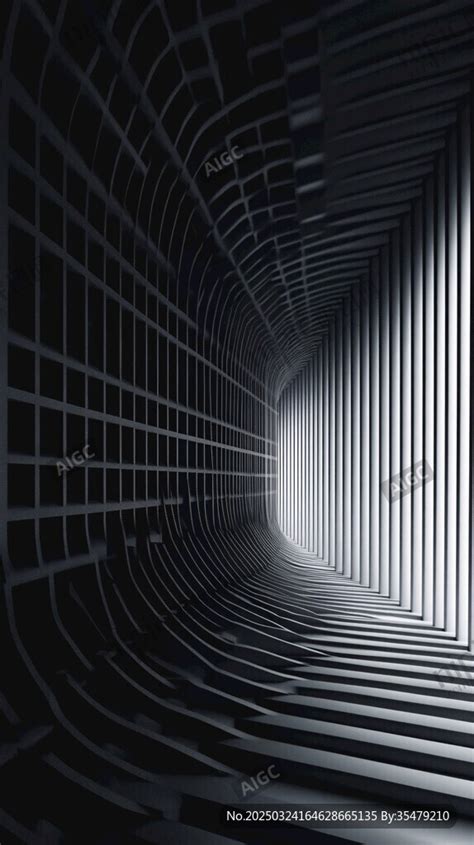 Ai创作图线条 隧道 空间 科幻 光影 未来 几何 抽象 黑白 立体感 轮廓 通路 延伸 结构 视效果 昵图网