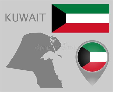 Kuwait Flag Blank Map And Map Pointer Stock Vector Illustration Of