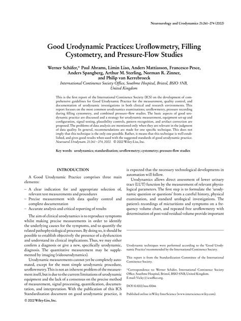 Pdf Good Urodynamic Practices