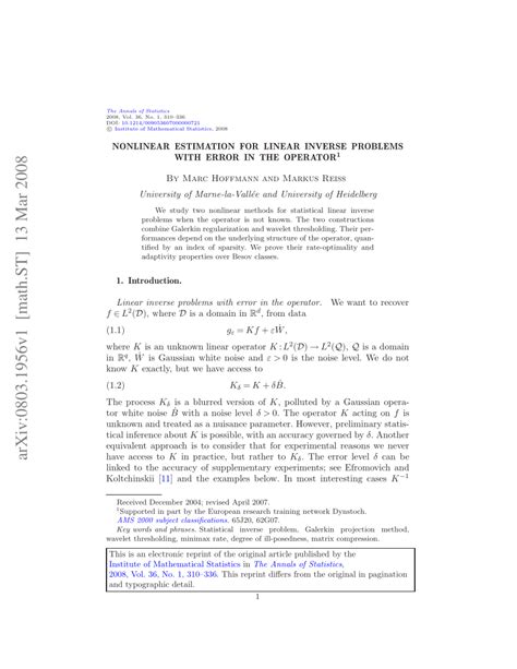 Pdf Nonlinear Estimation For Linear Inverse Problems With Error In