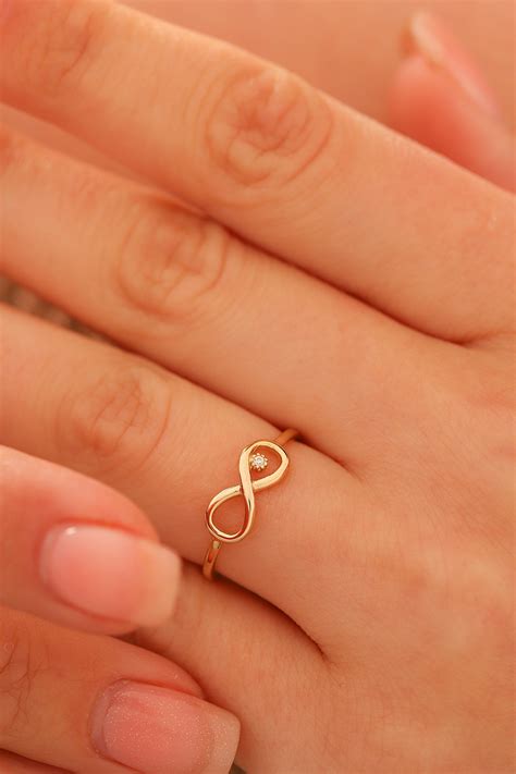 14k Gold Infinity Ring Dainty Custom Infinity Ring 14k Solid Gold