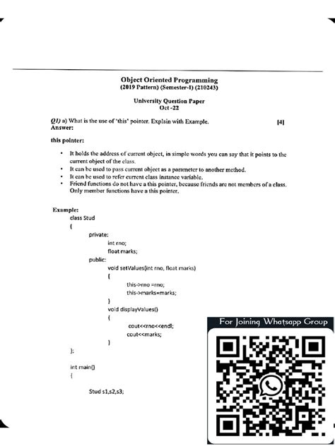 Oops Solved Question Paper By Imp Notes Se Comp Pdf