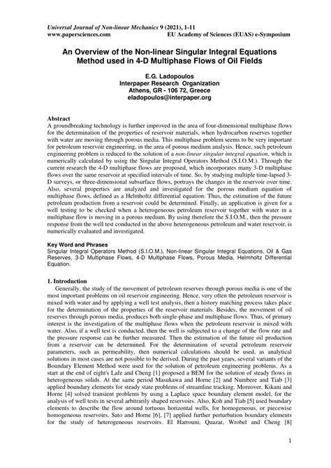 Pdf An Overview Of The Non Linear Singular Integral Equations Method Used In 4 D Multiphase