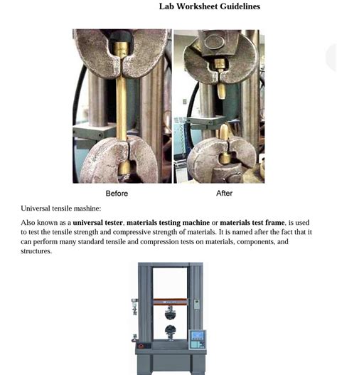 Solved Lab Worksheet Guidelines Experiment 5 Tensile Test Chegg Com