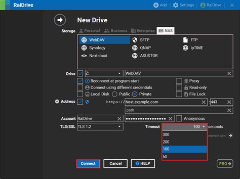 WebDAV RaiDrive GUI