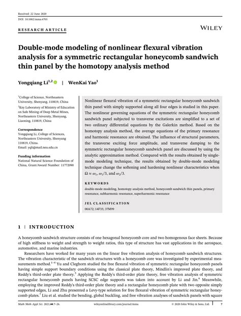 Doublemode Modeling Of Nonlinear Flexural Vibration Analysis For A Symmetric Rectangular