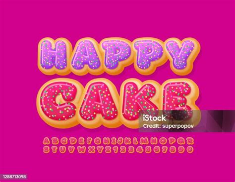 맛있는 도넛 알파벳 편지와 숫자 세트 벡터 달콤한 배너 해피 케이크 공휴일에 대한 스톡 벡터 아트 및 기타 이미지 공휴일 귀여운 그래픽 프린트 Istock