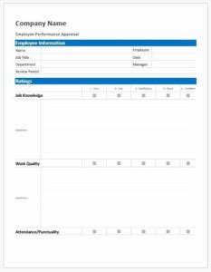 Employee Performance Appraisal Form Template Best Of Employee EvaluationForm Net