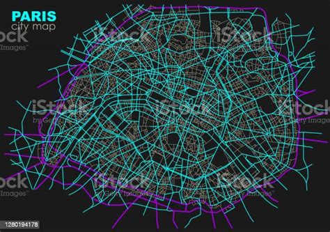파리 프랑스 흑백 라인 도시지도 거리 도시 배경의 계획 분리된 레이어가 있는 벡터 구성표입니다 파리 일 드 프랑스에 대한 스톡