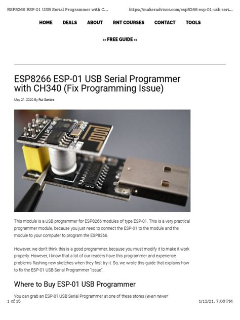 Esp8266 Esp 01 Usb Serial Programmer With Ch340 Pdf Arduino Usb