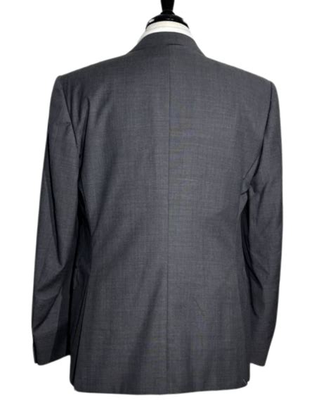 Corneliani Mens Charcoal Textured Fully Canvassed Notch Lapels Classic