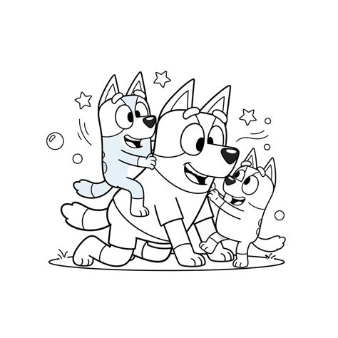 Página Para Colorear De Bandit Papá Jugando Con Bluey Y