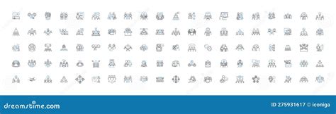 Collaboration Line Icons Collection Cooperation Partnership Synergy Alliance Unity